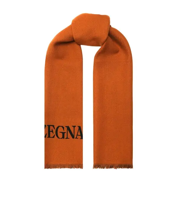 Zegna Logo Scarf - Brown