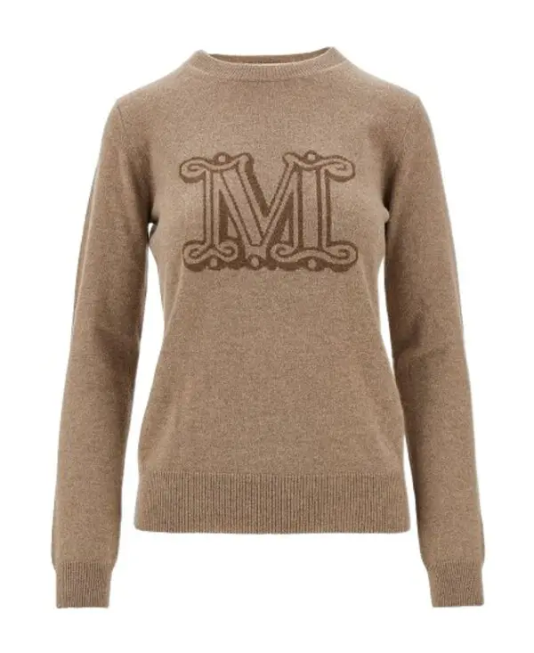 Max Mara Crewneck Long-sleeved Jumper With Front Logo Jacquard