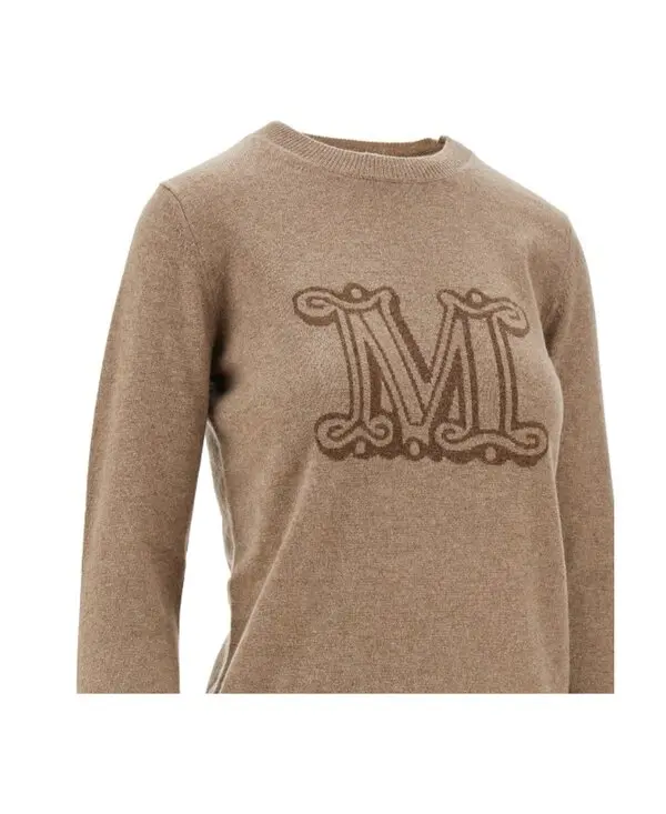 Max Mara Crewneck Long-sleeved Jumper With Front Logo Jacquard