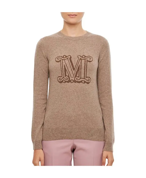 Max Mara Crewneck Long-sleeved Jumper With Front Logo Jacquard