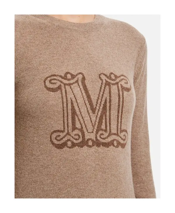 Max Mara Crewneck Long-sleeved Jumper With Front Logo Jacquard