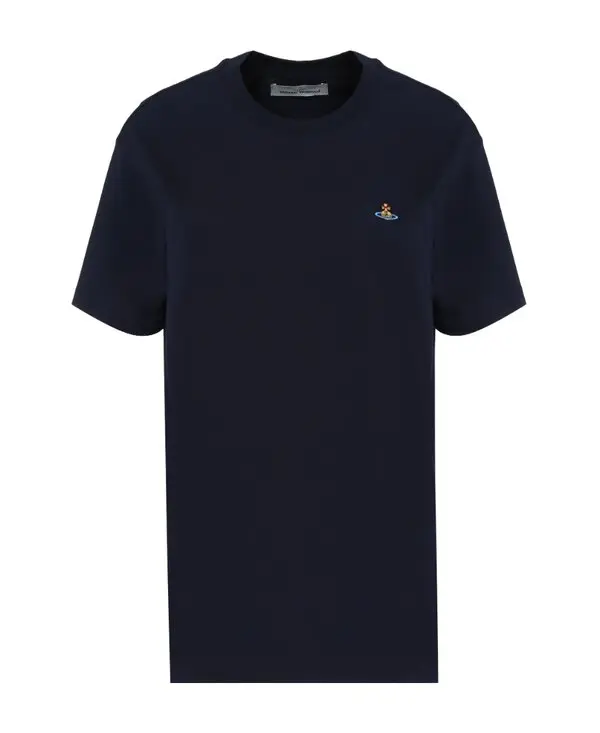 VIVIENNE WESTWOOD Orb Embroidered Crewneck T-shirt - Navy Blue