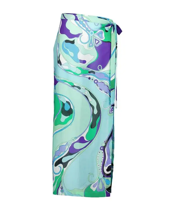 Emilio Pucci Graphic Print Wrap Midi Skirt - Blue