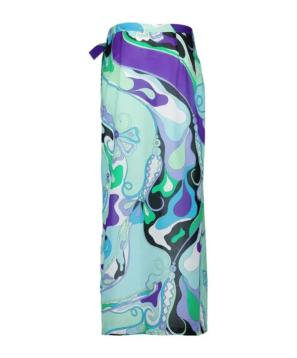 Emilio Pucci Graphic Print Wrap Midi Skirt - Blue