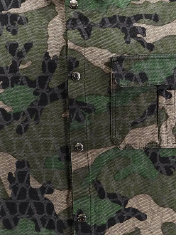 Valentino Garavani Camouflage Motif Buttoned Jacket - Black