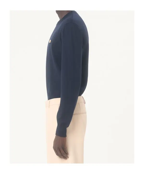 Valentino Garavani Vlogo Embroidered Crewneck Jumper - Dark Blue