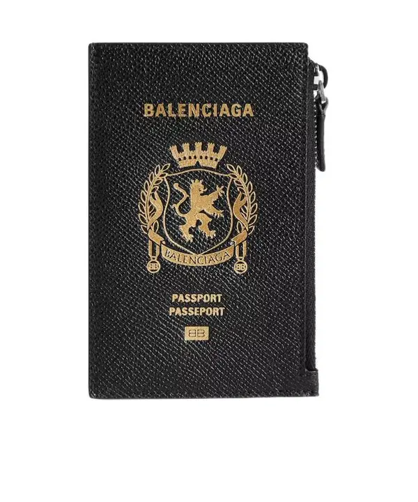 Balenciaga Logo Printed Card Holder - Black