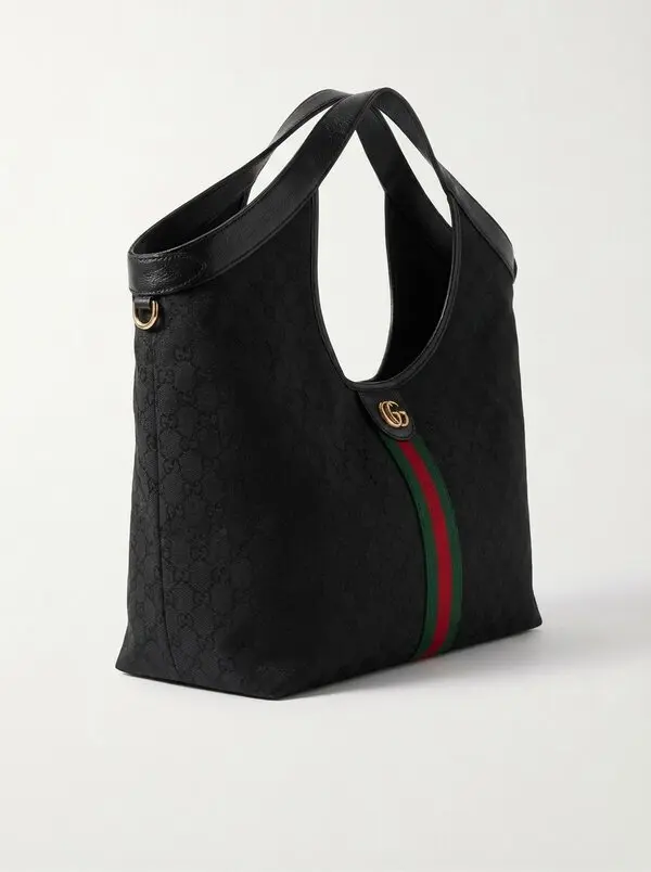 Gucci Gg Canvas Tote Bag With Web Trim - Black