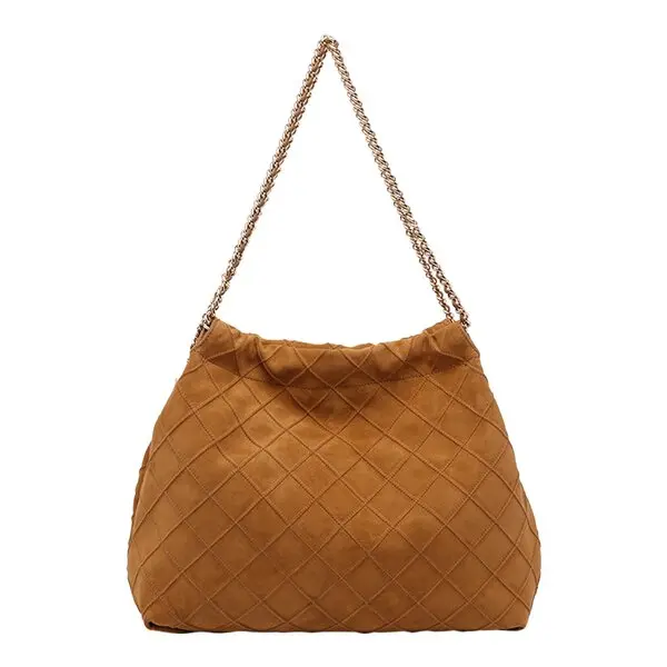Tory Burch Quilted Suede Shoulder Bag - Brown