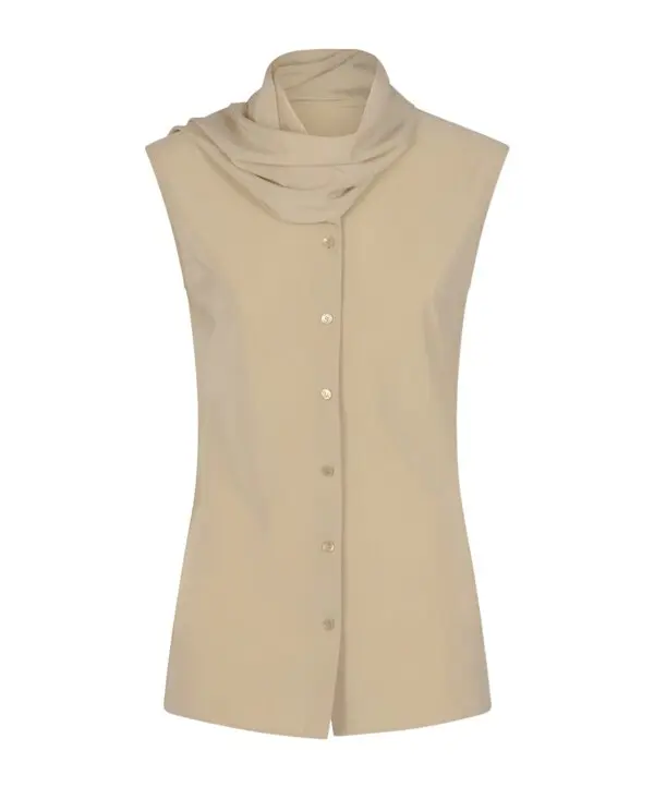 Alberta Ferretti Sleeveless Button-up Top With Drape Detail - No