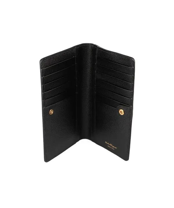 FERRAGAMO Gancini Logo Plaque Continental Wallet - Black