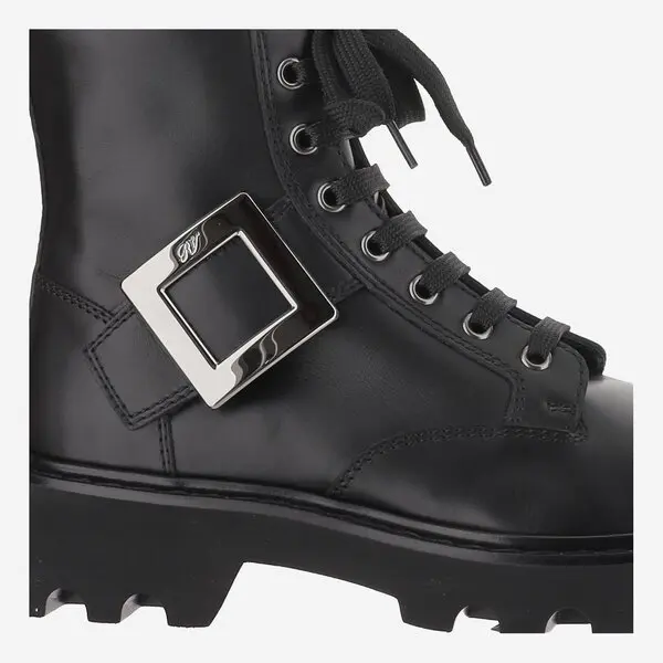 ROGER VIVIER Buckled Lace-up Combat Boots