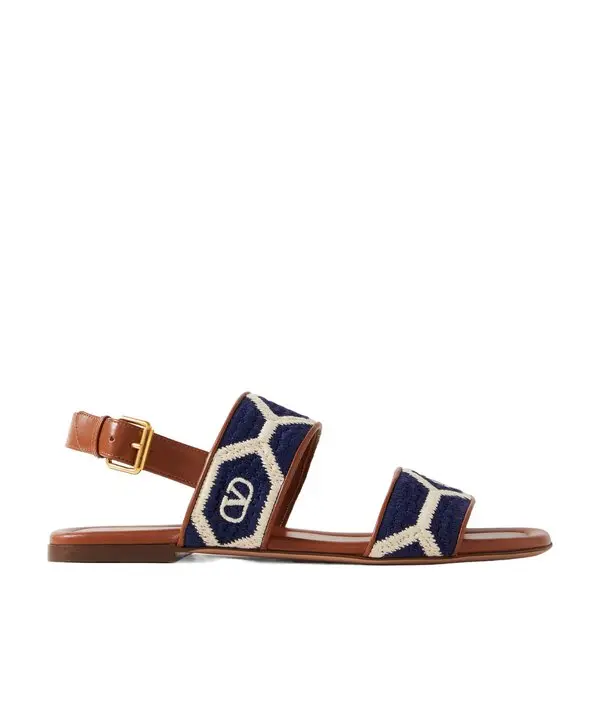 Valentino Garavani Logo Embroidered Buckled Sandals