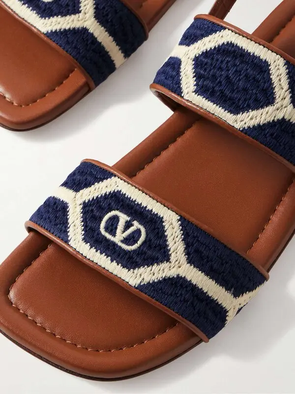 Valentino Garavani Logo Embroidered Buckled Sandals