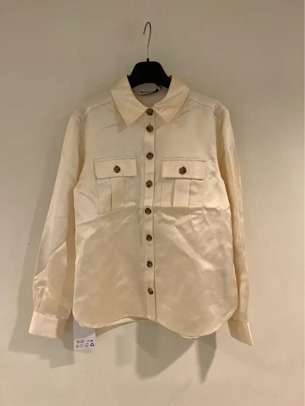 SELF-PORTRAIT Long Sleeve Satin Shirt