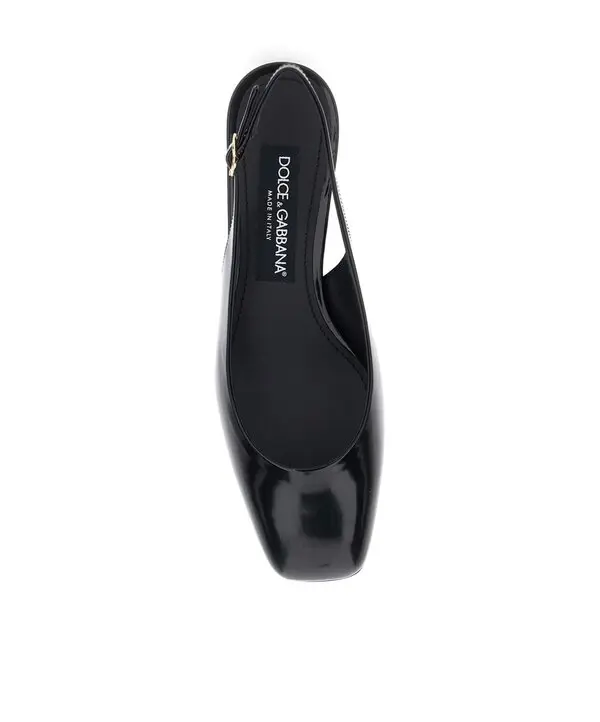 Dolce & Gabbana Square Toe Slingback Pumps With Adjustable Strap - Black