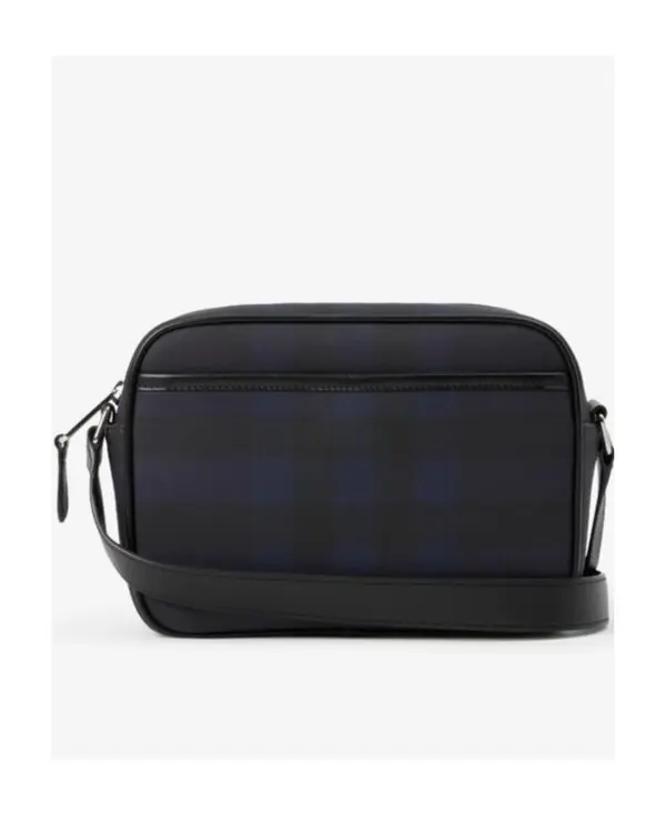 Burberry Paddy Logo Plaque Checked Messenger Bag - Blue