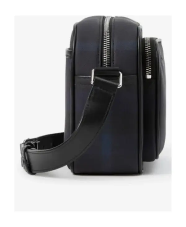 Burberry Paddy Logo Plaque Checked Messenger Bag - Blue