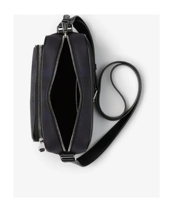 Burberry Paddy Logo Plaque Checked Messenger Bag - Blue
