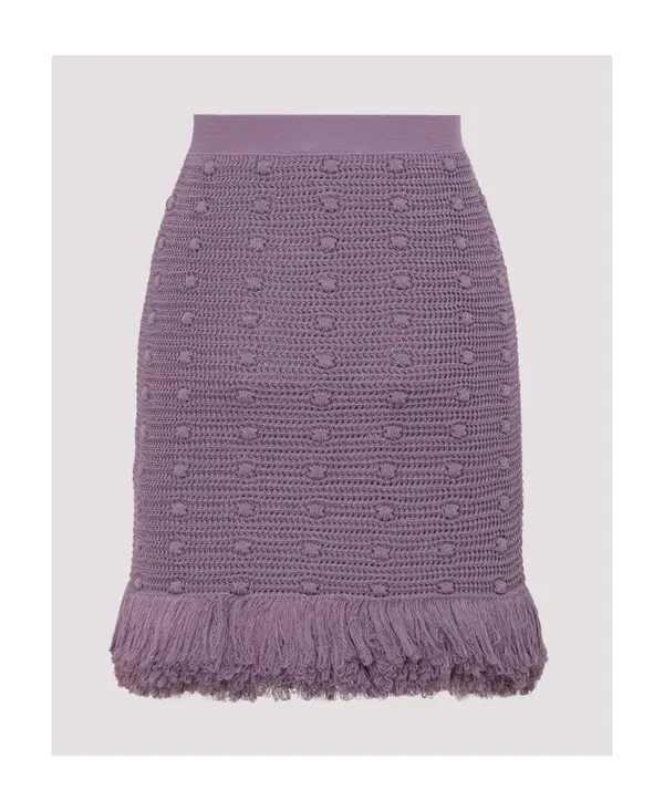 Bottega Veneta Knitted Mini Skirt With Tassel Hem