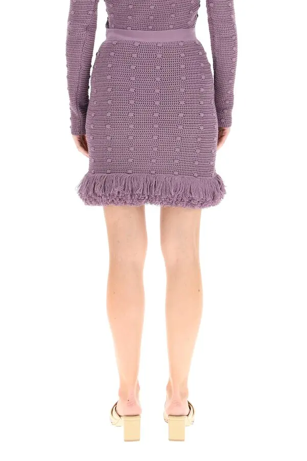 Bottega Veneta Knitted Mini Skirt With Tassel Hem