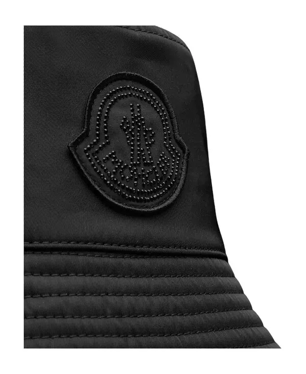 Moncler Satin Bucket Hat With Crystal Inlaid Logo