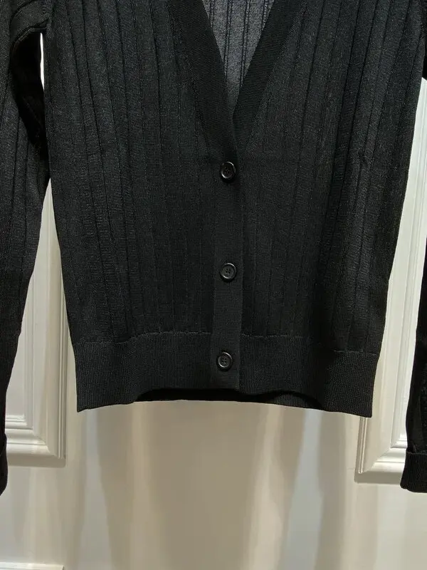 Saint Laurent V-neck Knitted Cardigan With Logo Detail