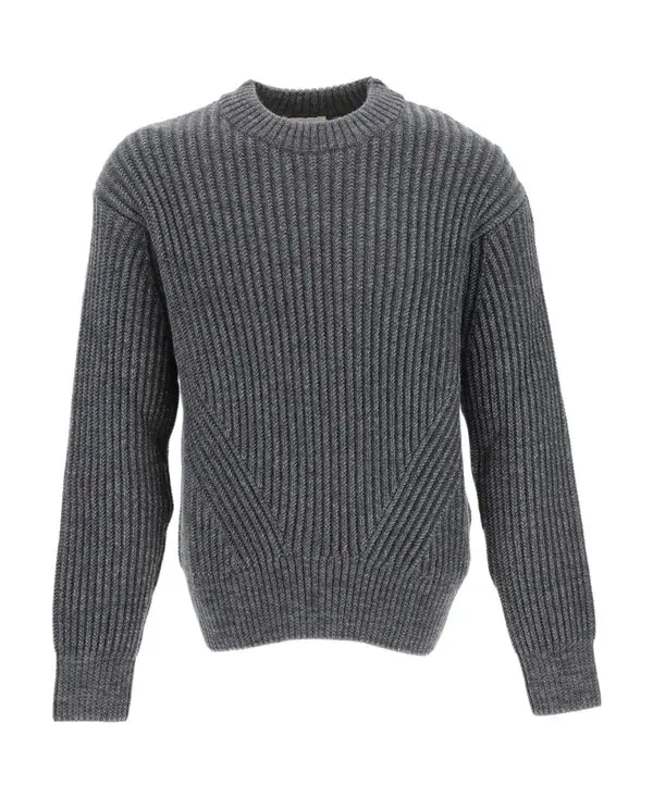 Ami Ribbed-knit Crew-neck Jumper - Black