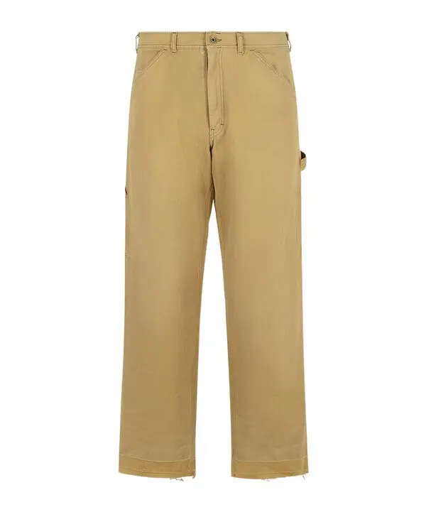 MAISON MARGIELA Herringbone Frayed Hem Trousers - Beige