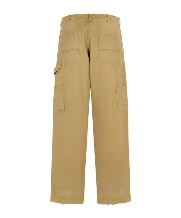 MAISON MARGIELA Herringbone Frayed Hem Trousers - Beige