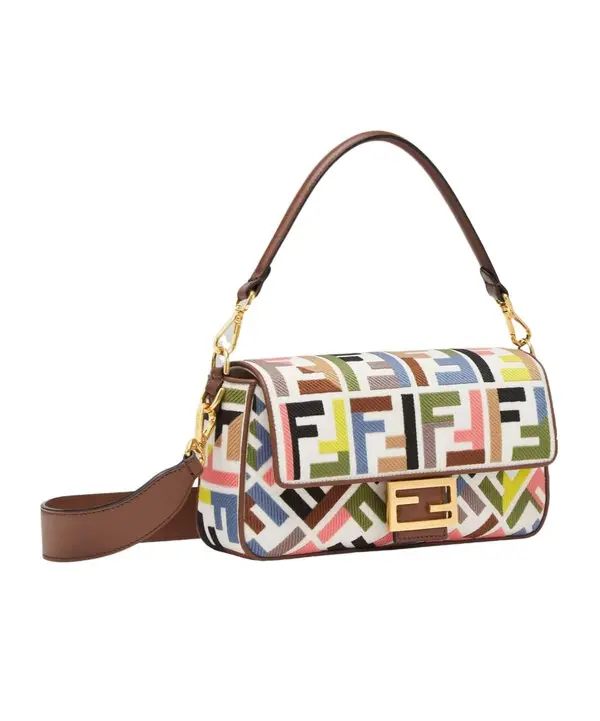 Fendi Baguette Ff Embroidered Shoulder Bag - Multicolor