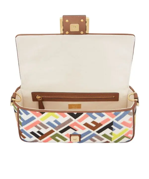 Fendi Baguette Ff Embroidered Shoulder Bag - Multicolor