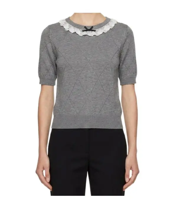 Marissa Chiara Short Sleeve Crew Neck Sweater - Grey