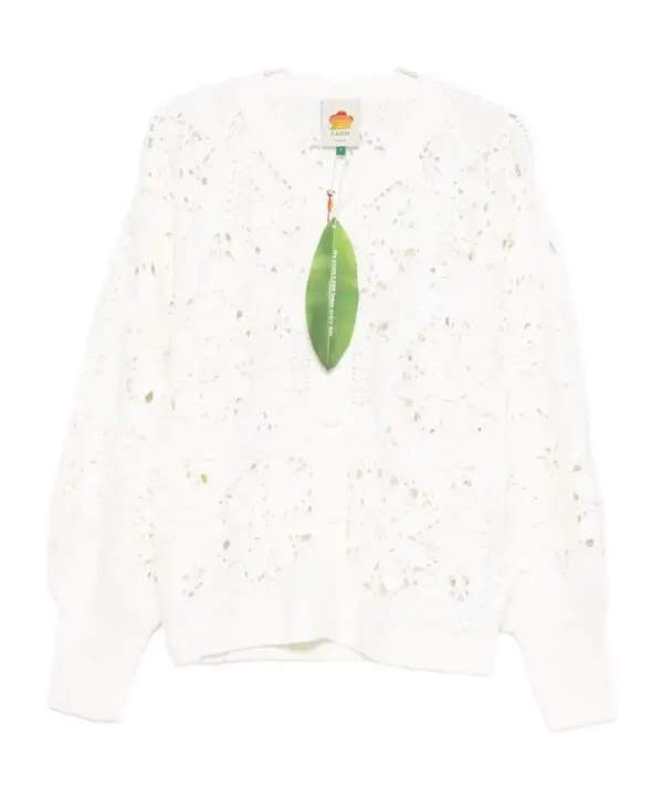 Farm Rio Crochet Floral Cardigan - Beige