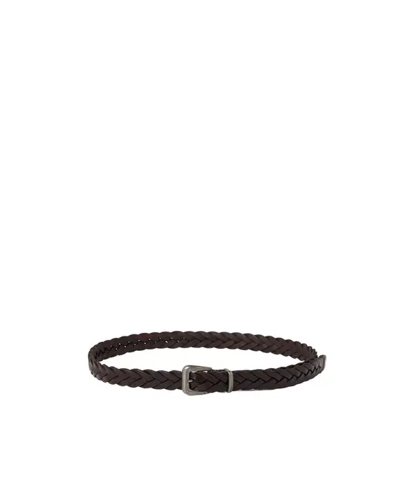 Brunello Cucinelli Braided Leather Belt - Rust Brown