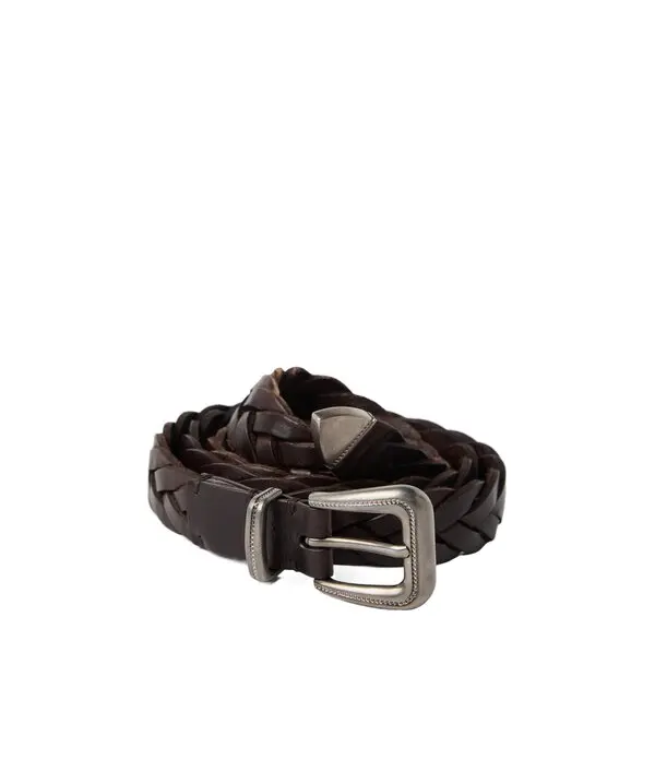 Brunello Cucinelli Braided Leather Belt - Rust Brown