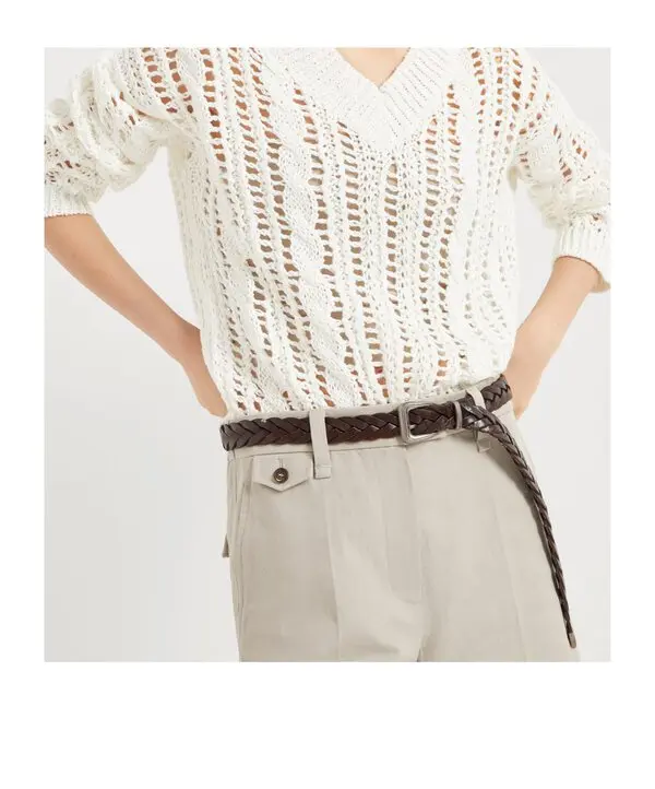 Brunello Cucinelli Braided Leather Belt - Rust Brown