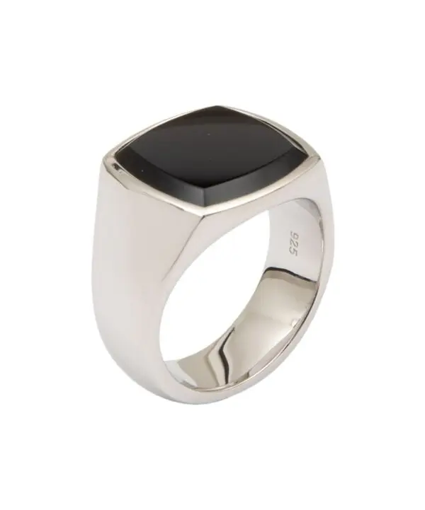 Tom Wood Signet Onyx Ring - Silver/black