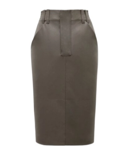 Saint Laurent High Waist Pencil Skirt With Belted Waist - Gray