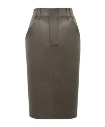 Saint Laurent High Waist Pencil Skirt With Belted Waist - Grey