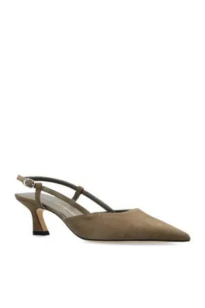 STUART WEITZMAN Pointed Toe High Heel Slingback Sandals - Green