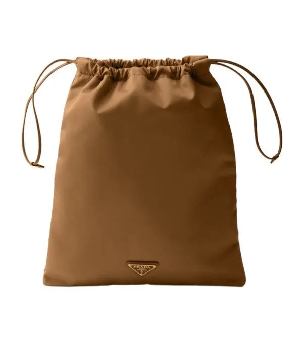 Prada Re-nylon Satin Pouch With Leather Lace