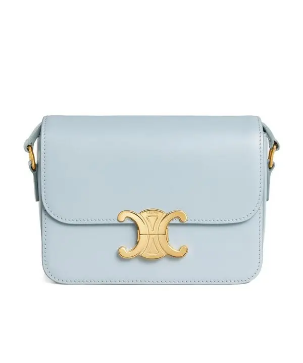 Celine Teen Triomphe Bag In Shiny Calfskin - Blue