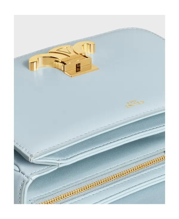 Celine Teen Triomphe Bag In Shiny Calfskin - Blue
