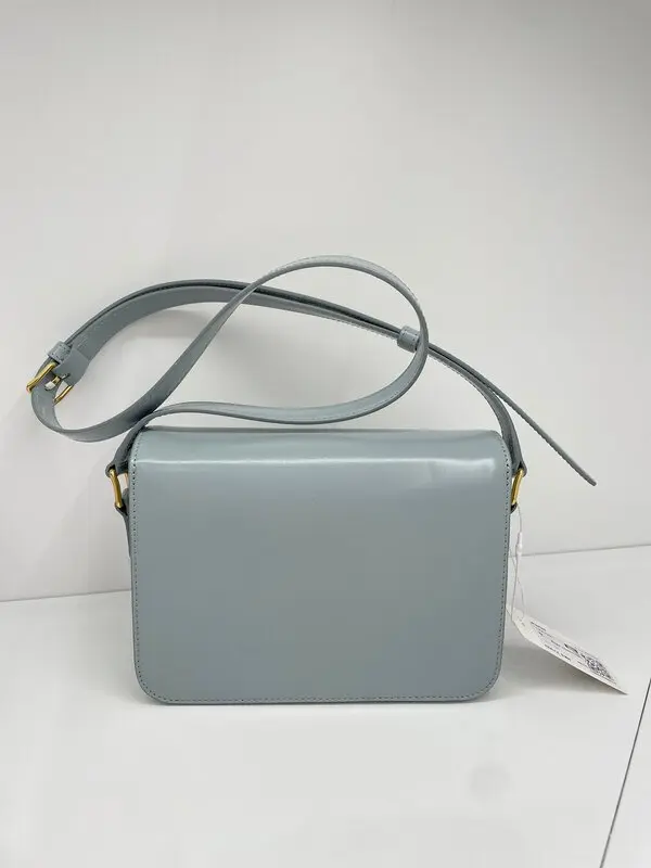 Celine Teen Triomphe Bag In Shiny Calfskin - Blue