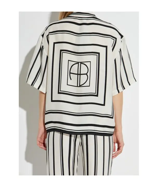 ANINE BING Striped Short-sleeve Shirt - White