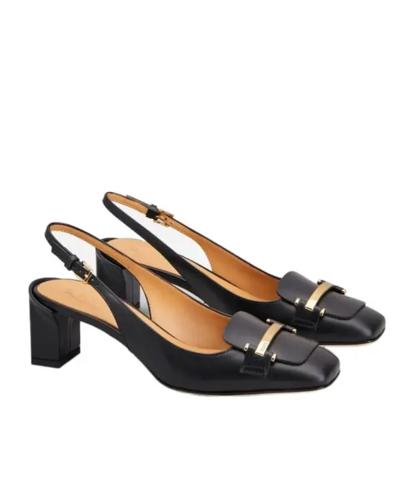 TOD'S Logo Engraved Slingback Pumps With Thick Heel