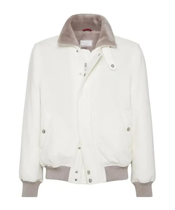 Brunello Cucinelli Aviator Jacket With Fur Trim - Panama
