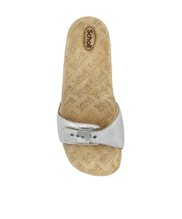 Balenciaga X Scholl Buckle Detailed Heeled Sandals - Silver