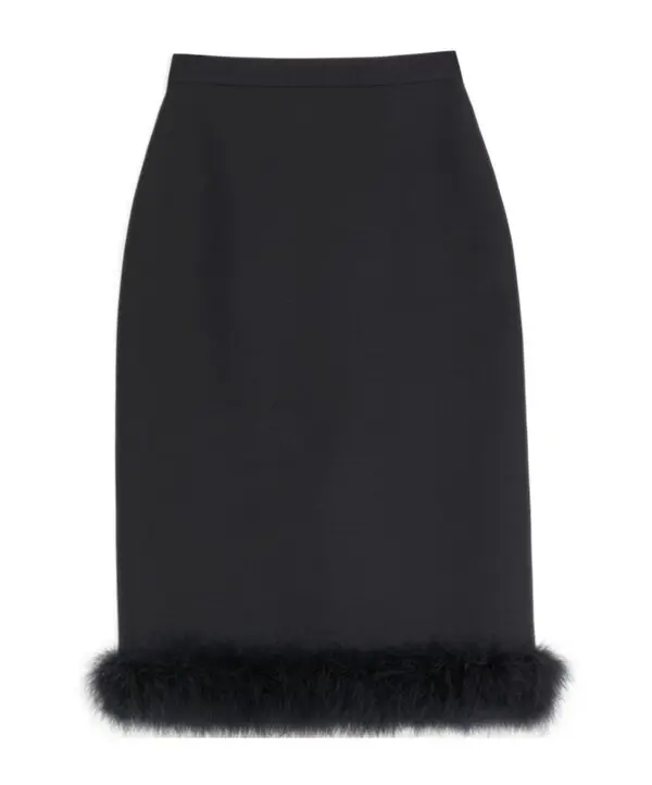 Valentino Garavani Crepe Couture Skirt With Feather Trim